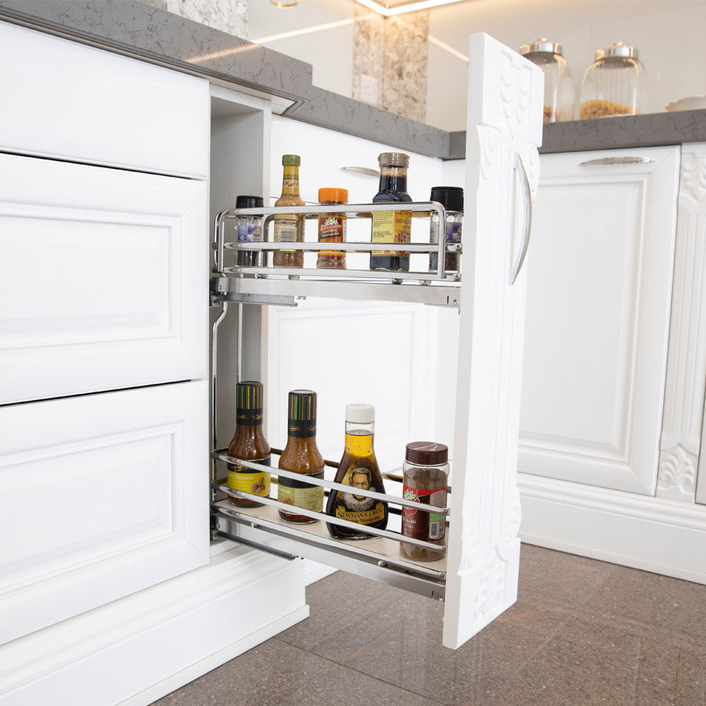 Pull-Out Side Railing Basket BU 15cm, 2 Wire Shelves, Chrome Plated ...