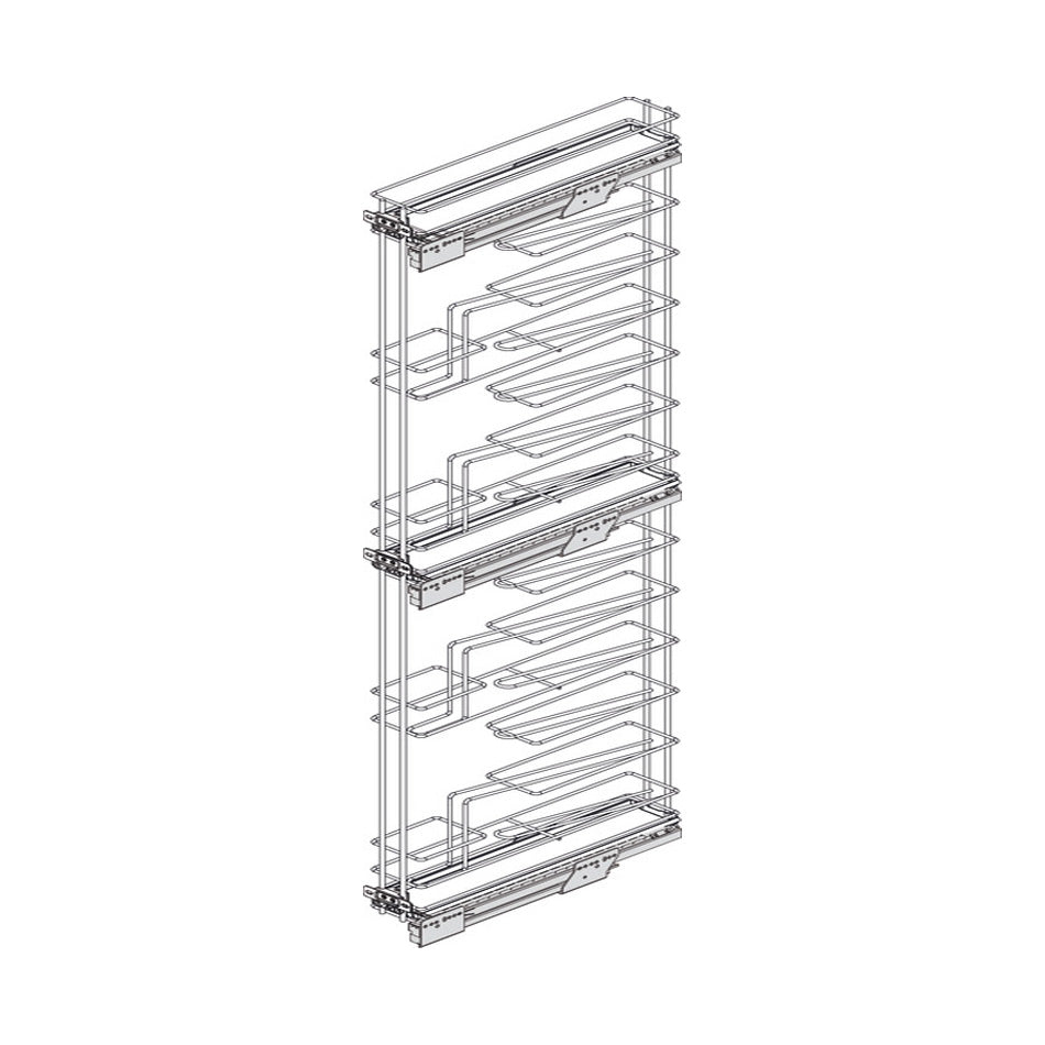 Tall Unit Pull-out Bottle Storage Rack with Wire Shelves for 17 Bottles ...