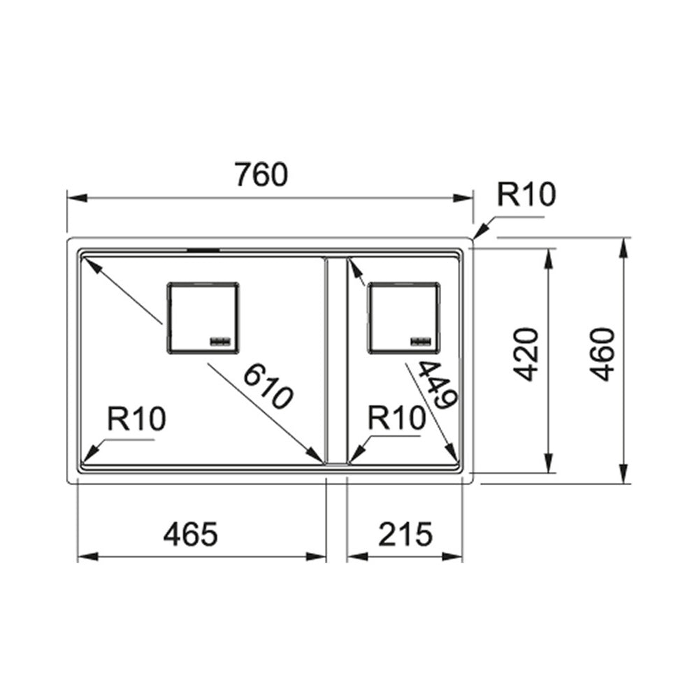 Franke Fragranite Sink Kubus 120, Undermount, 1 & 1/2 Bowl, Black ...