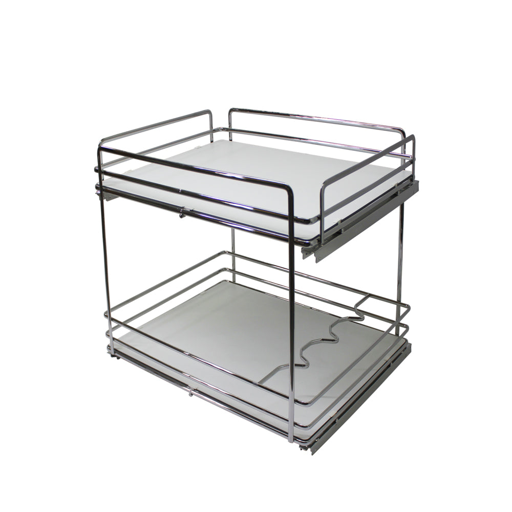 Pull-out Side Railing Basket BU 60cm, 2 Flat Wire Shelves Steel Chrome ...