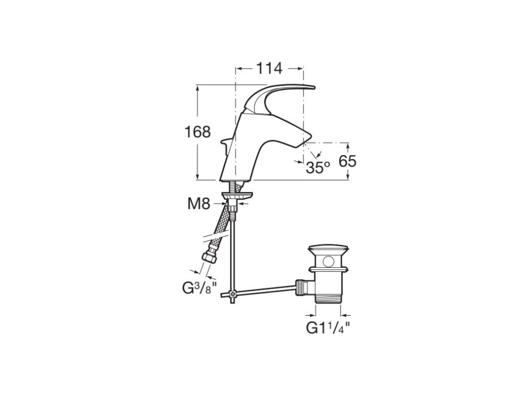 Roca Bathroom Mixer Tap with Aerator & Pop-Up Waste for Vanity Bowl ...