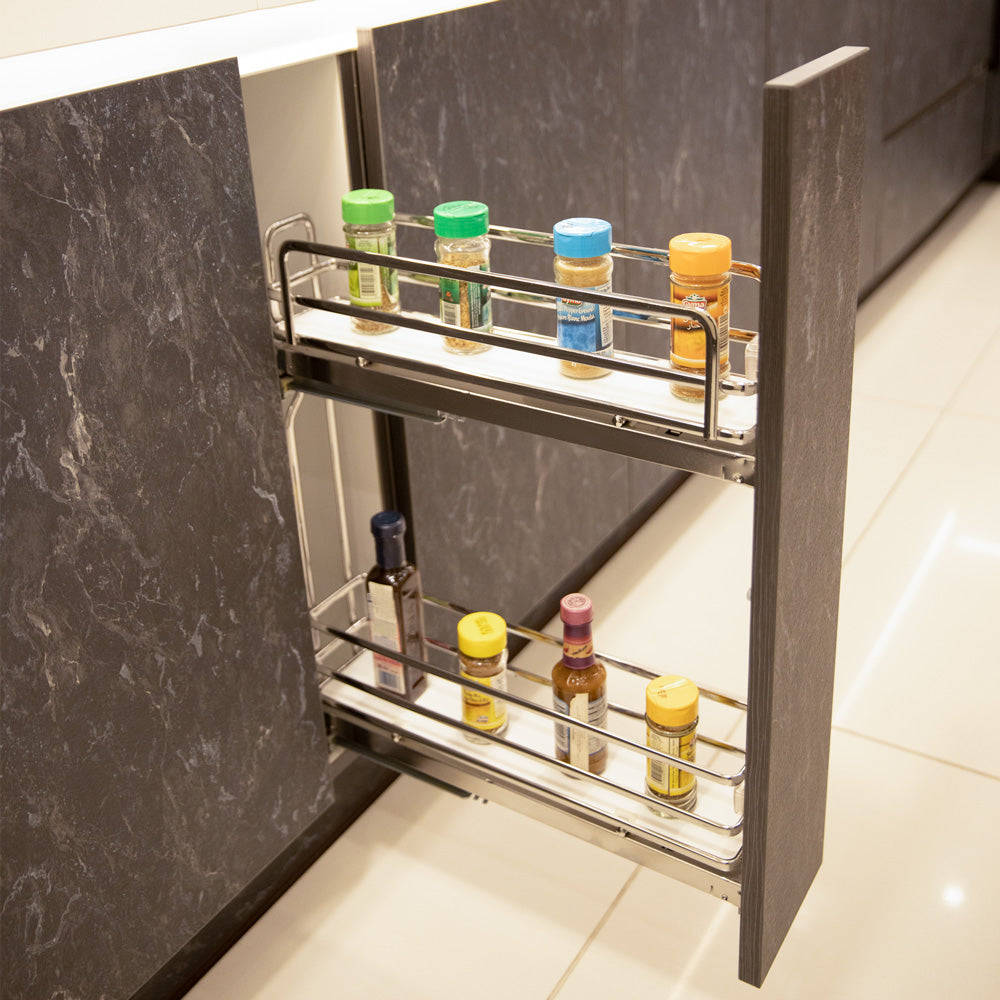 Pull-Out Side Railing Basket BU 15cm, 2 Wire Shelves, Chrome Plated ...