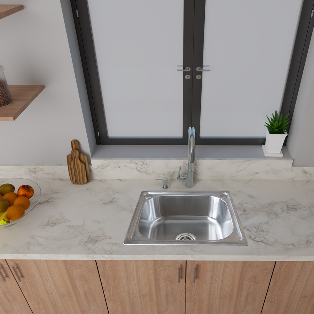 Al Meera Kitchen Sink Set, Top Mount, Stainless Steel – MeeraMore