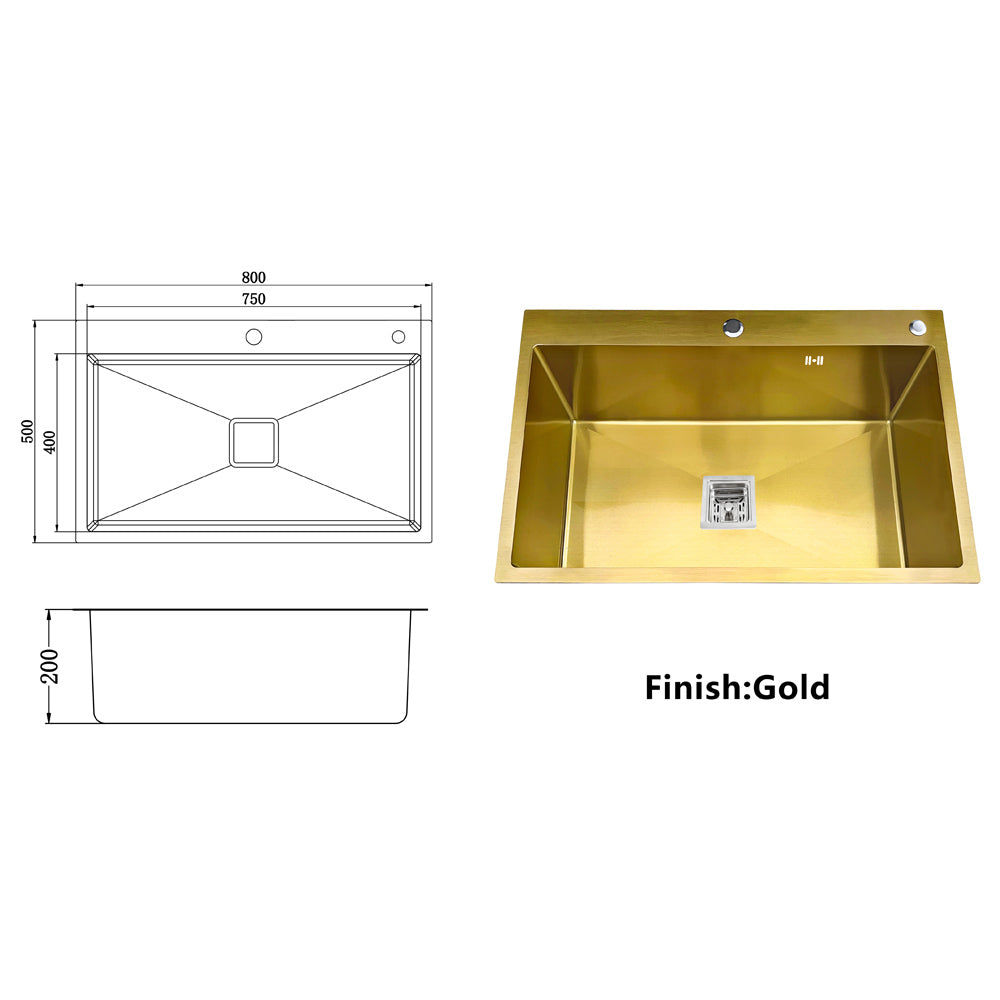 Gold Plated Kitchen Sink Set, Top Mount, Stainless Steel – MeeraMore