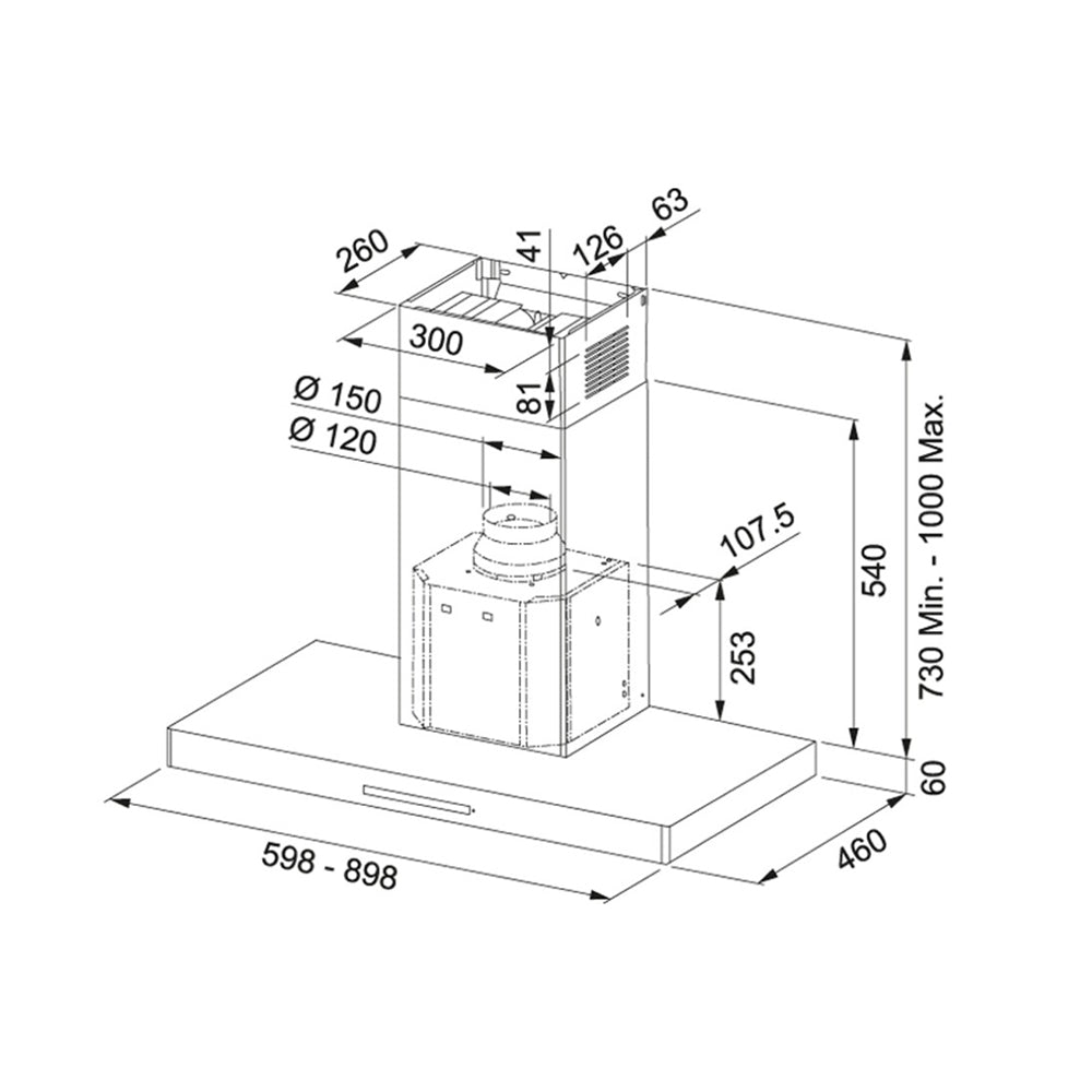 Franke 90cm ISLAND Kitchen Extractor Hoods, Crystal FCR 925 I BK XS ...