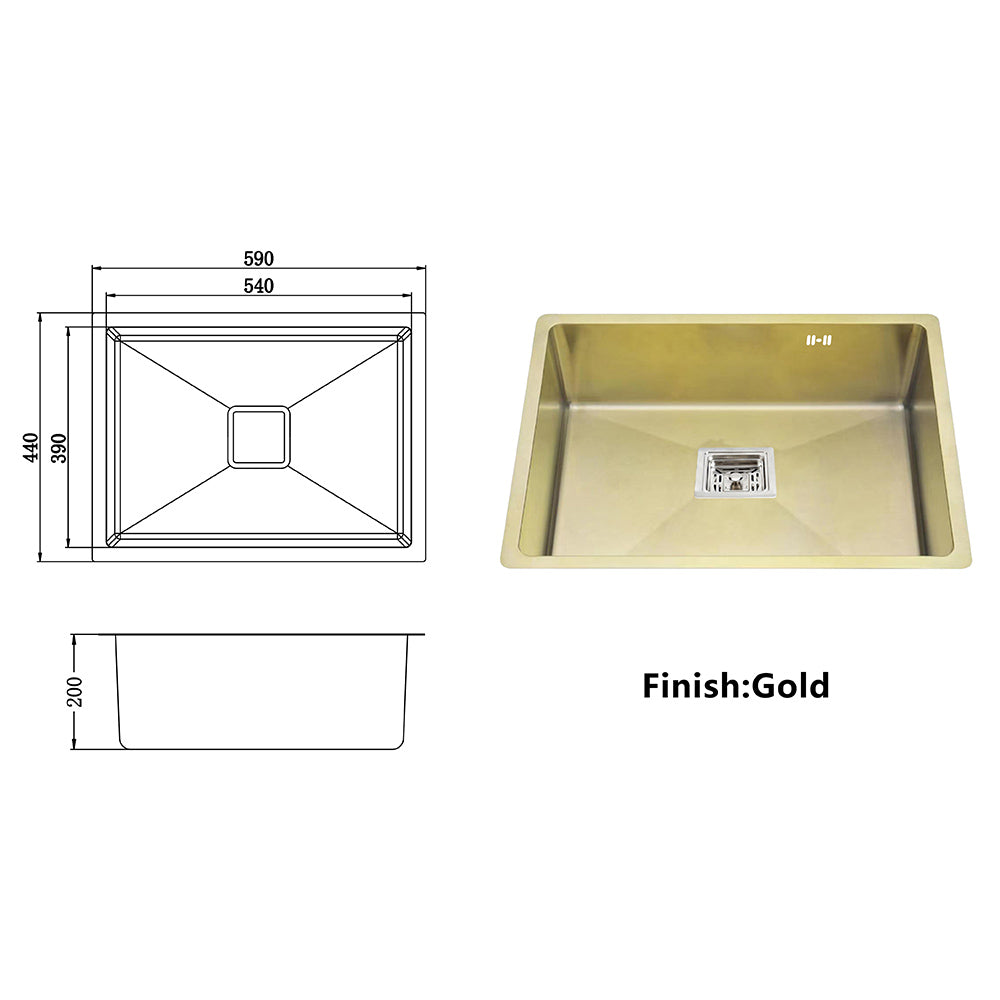 Gold Plated Kitchen Sink Set JR-115, Top Mount, Stainless Steel – MeeraMore
